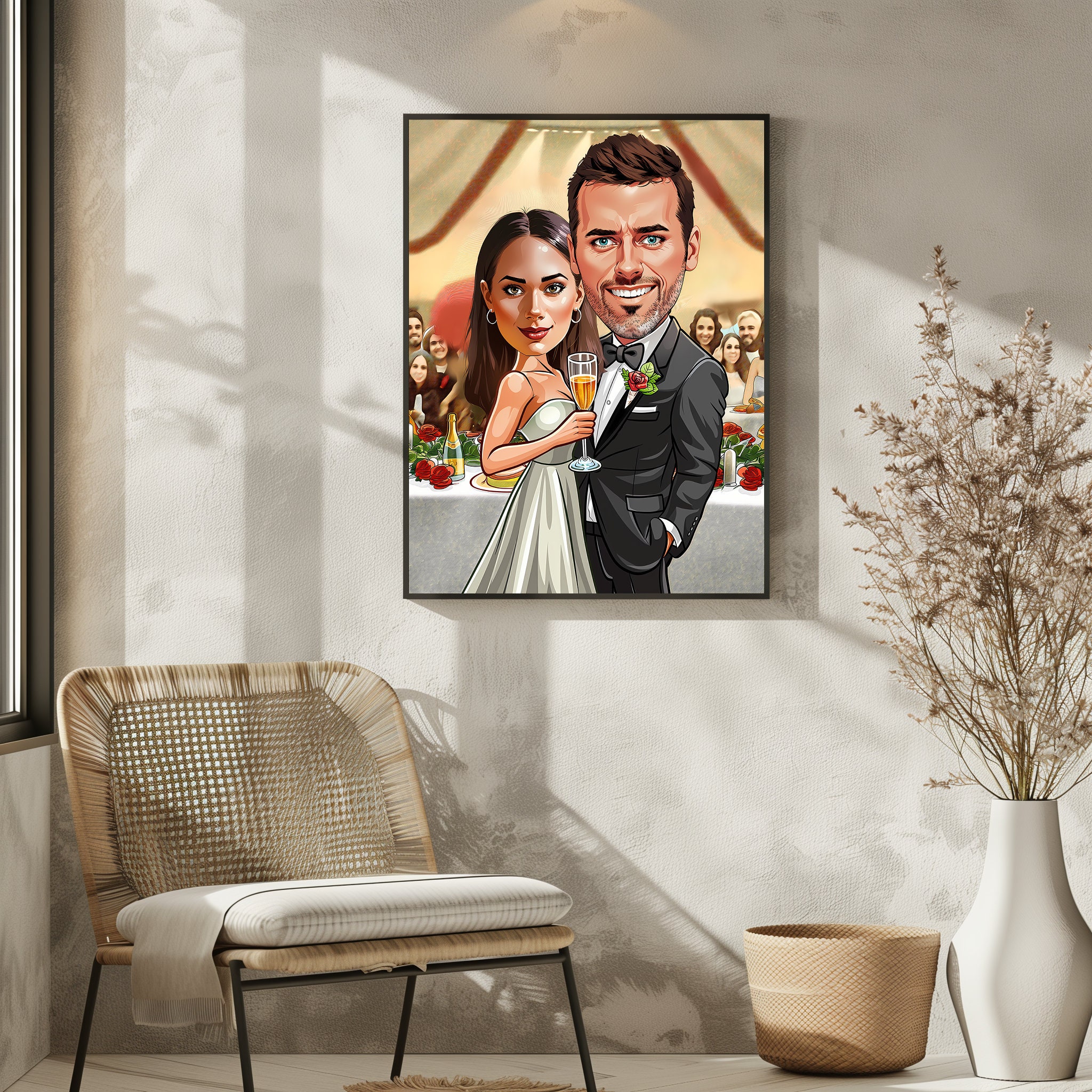 Custom Bride and Groom Caricature Portrait - Personalized Wedding ...