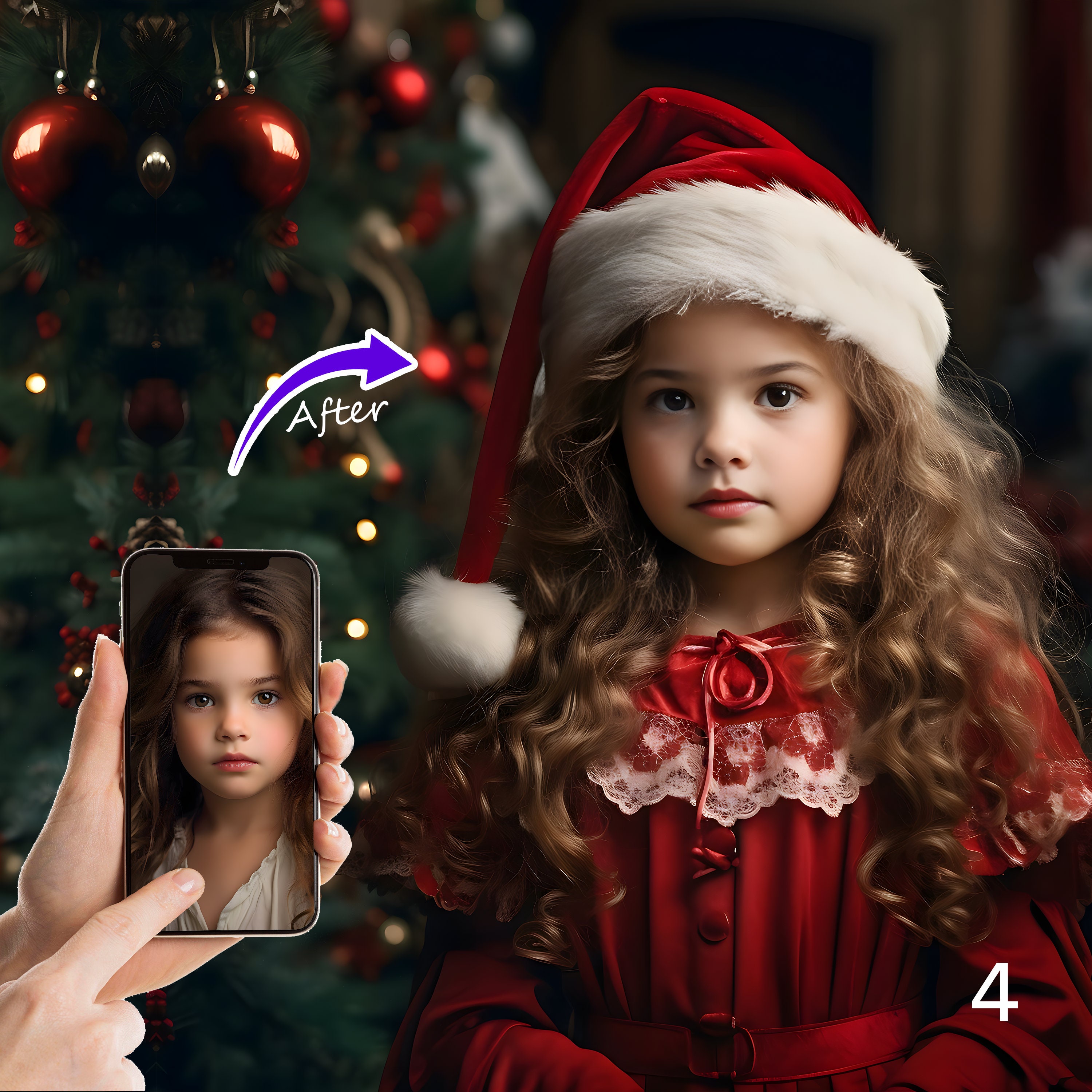 Custom Christmas Portrait for Kids, Santa Claus Custom Portrait From ...