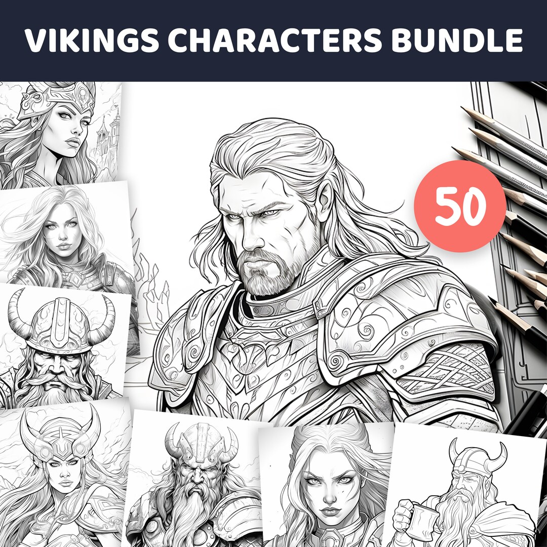 50 Viking Warriors Coloring Pages, Grayscale Coloring, Vikings Coloring ...