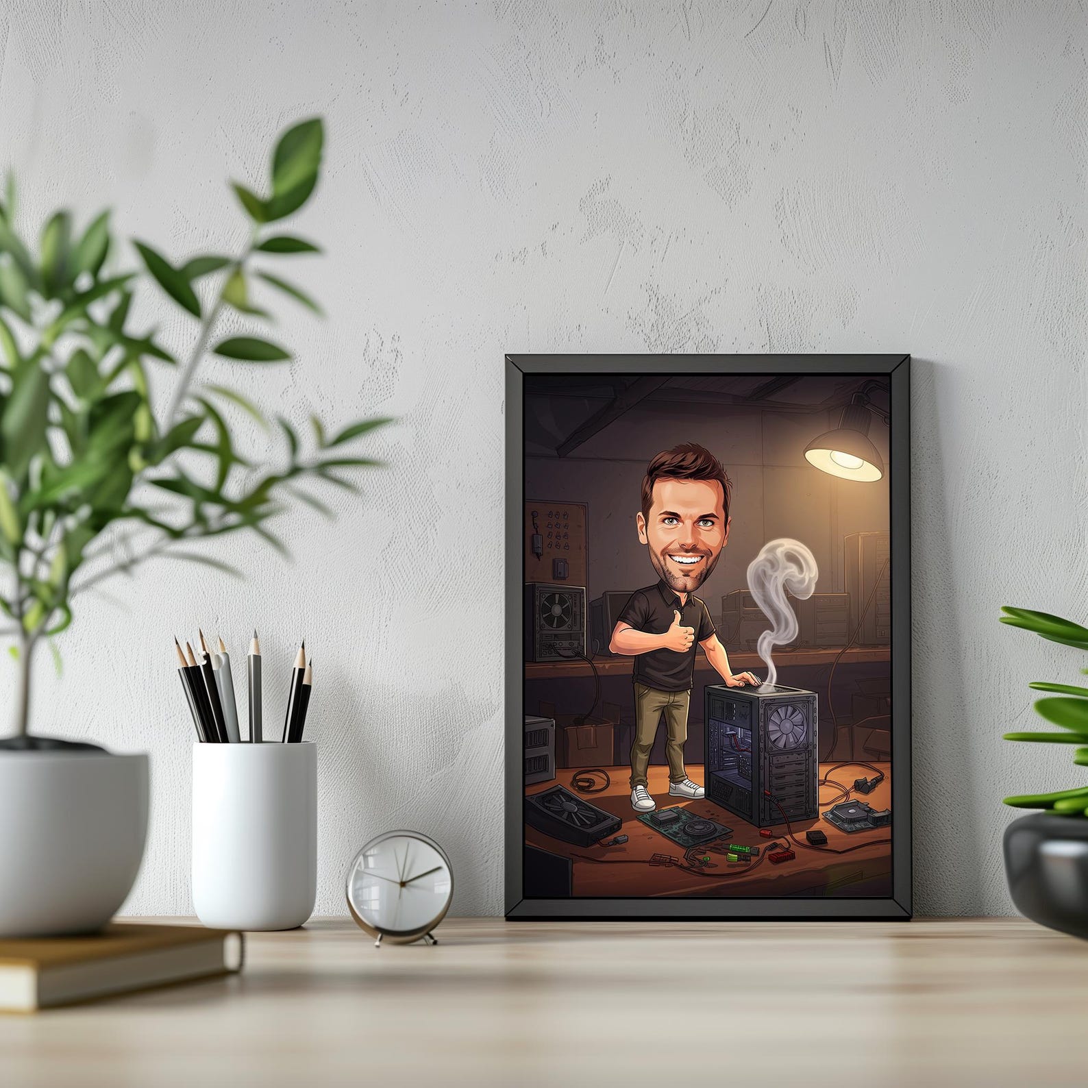 Custom PC Builder Caricature, Computer Tech Digital Portrait, Gaming ...