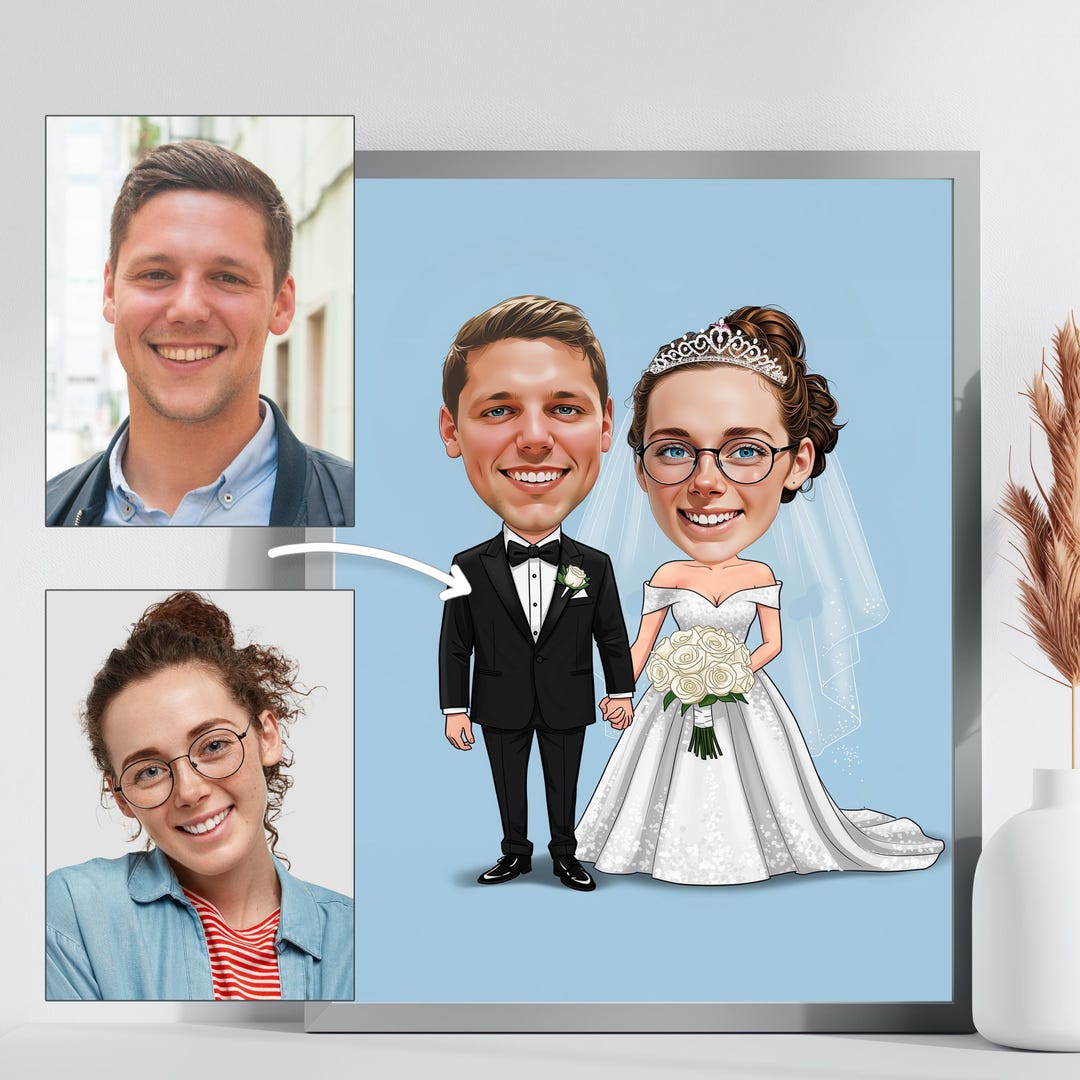 Custom Wedding Cartoon Portrait | Personalized Bride Groom Caricature ...