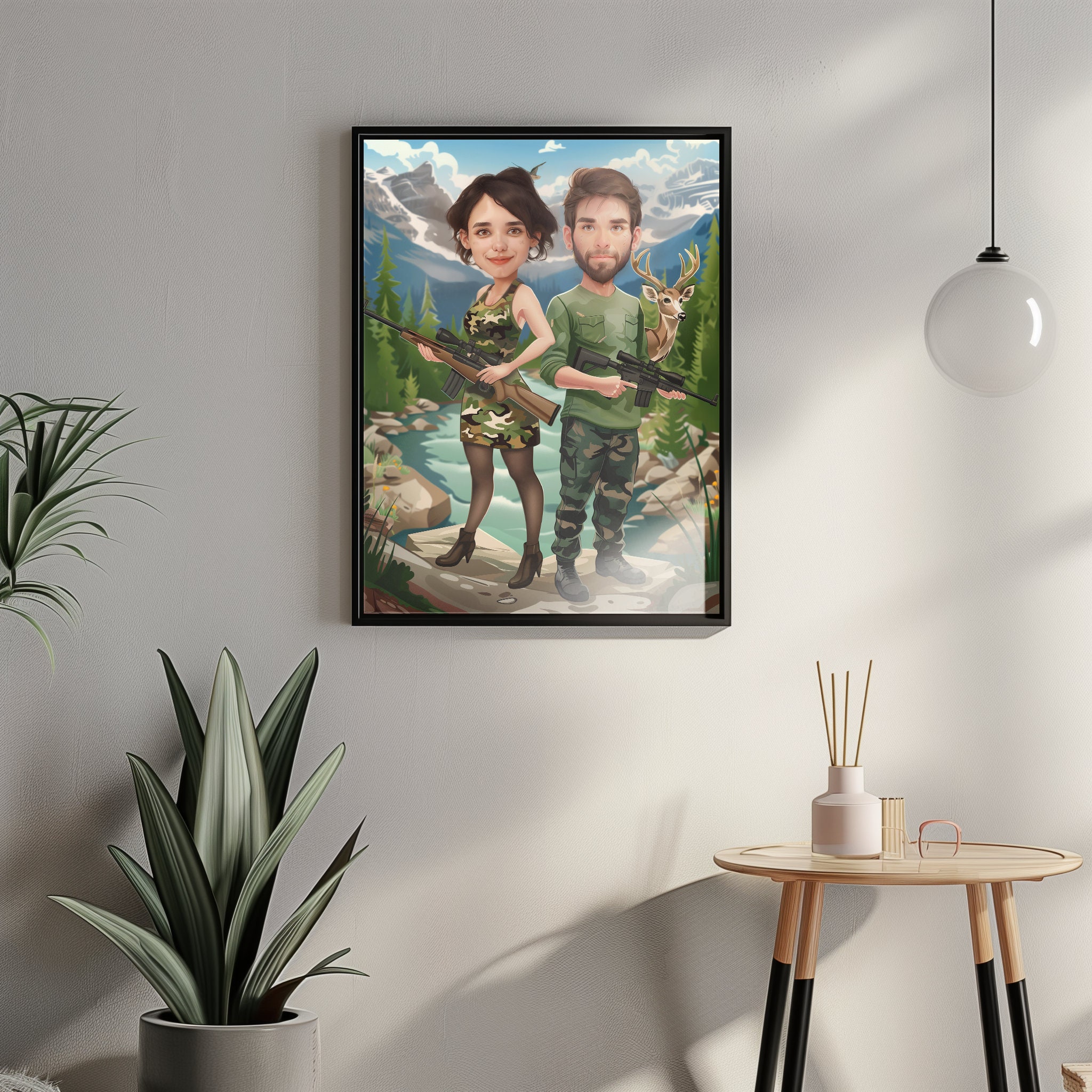 Custom Hunter Cartoon Portrait - From Your Photo, Hunting Portrait ...