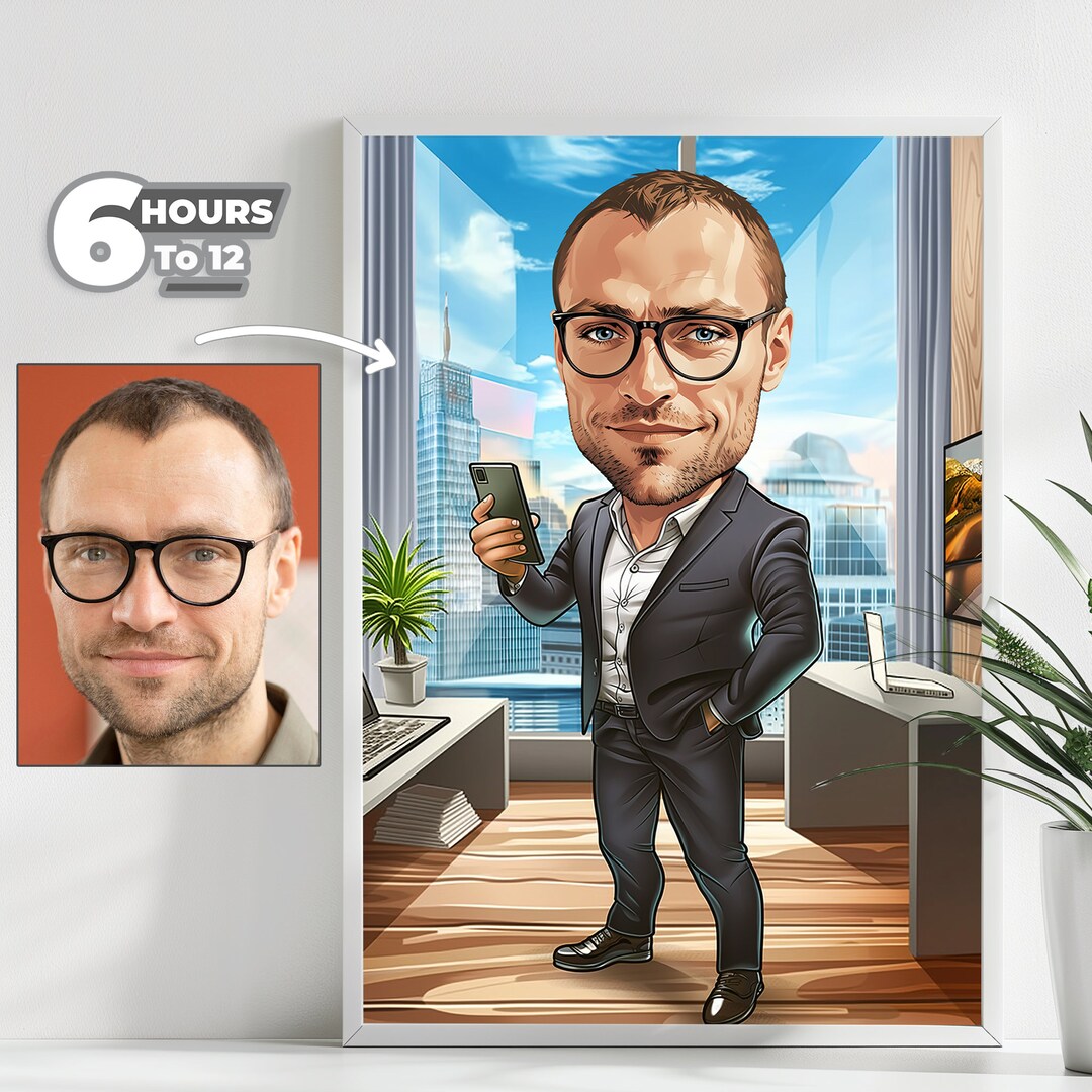 Custom Businessman Caricature Portrait - Personalized Gift for ...