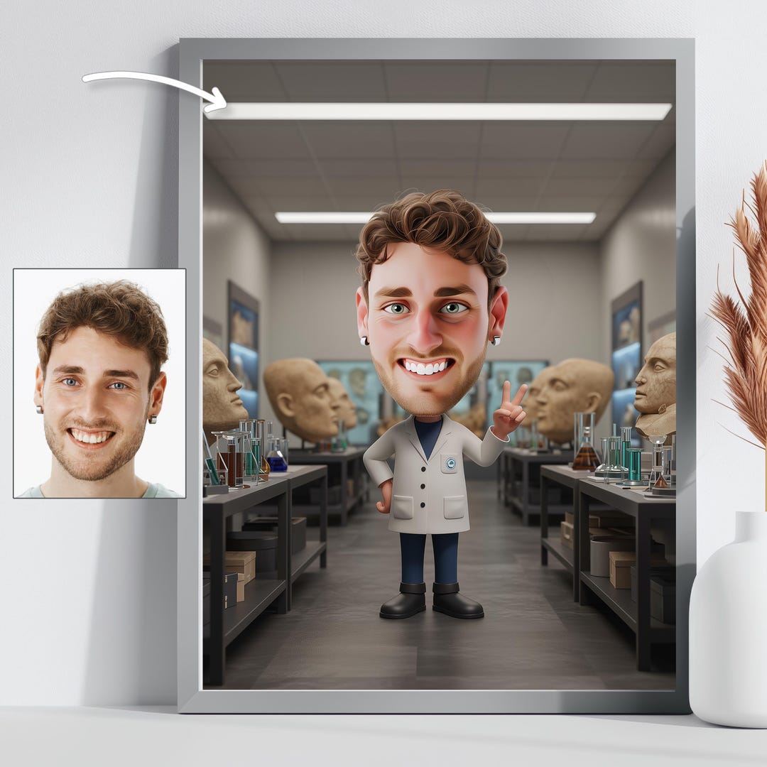 Custom Scientist Caricature - Funny Lab Portrait Gift for Biologists ...