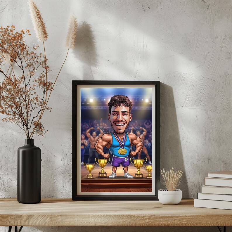 Custom Bodybuilder Portrait, Personalized Gym Champion Caricature From ...