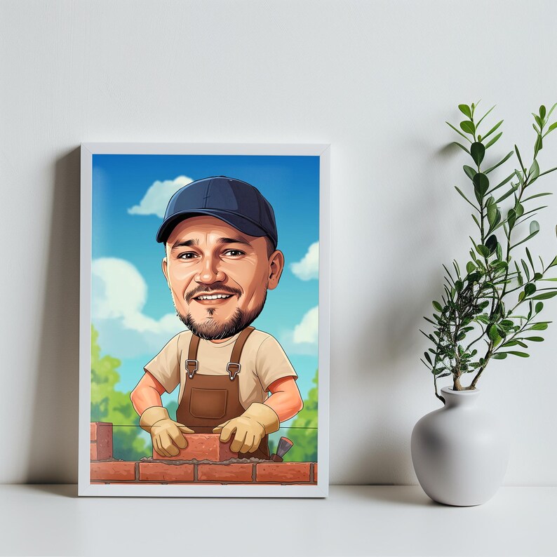 Custom Builder Caricature, Personalized Worker Cartoon Portrait, Fun ...