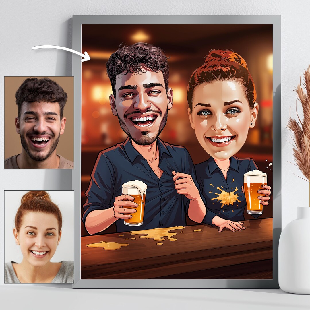 Custom Digital Couple Caricature - Personalized Cartoon Portrait ...