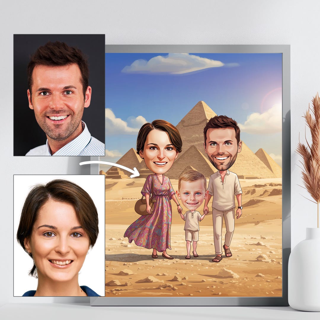 Custom Family Portrait Digital Art, Personalized Cartoon Family Drawing ...