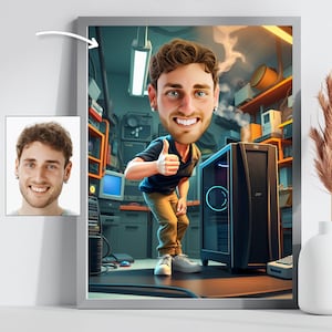 Custom IT Technician Caricature - Funny Computer Repair Cartoon ...