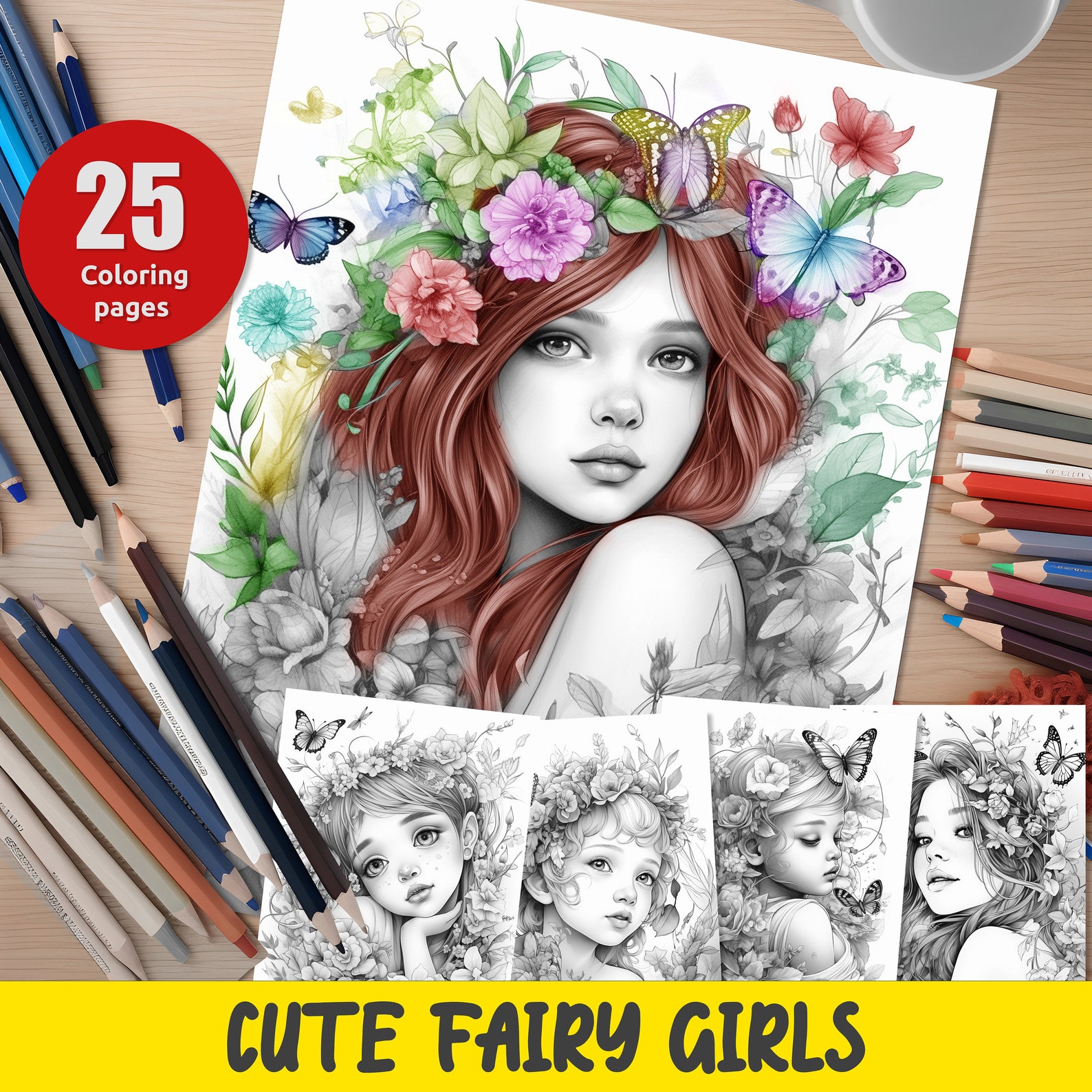 Fairy Girls Coloring Pages: 25 Unique and Adorable Fairies - Etsy