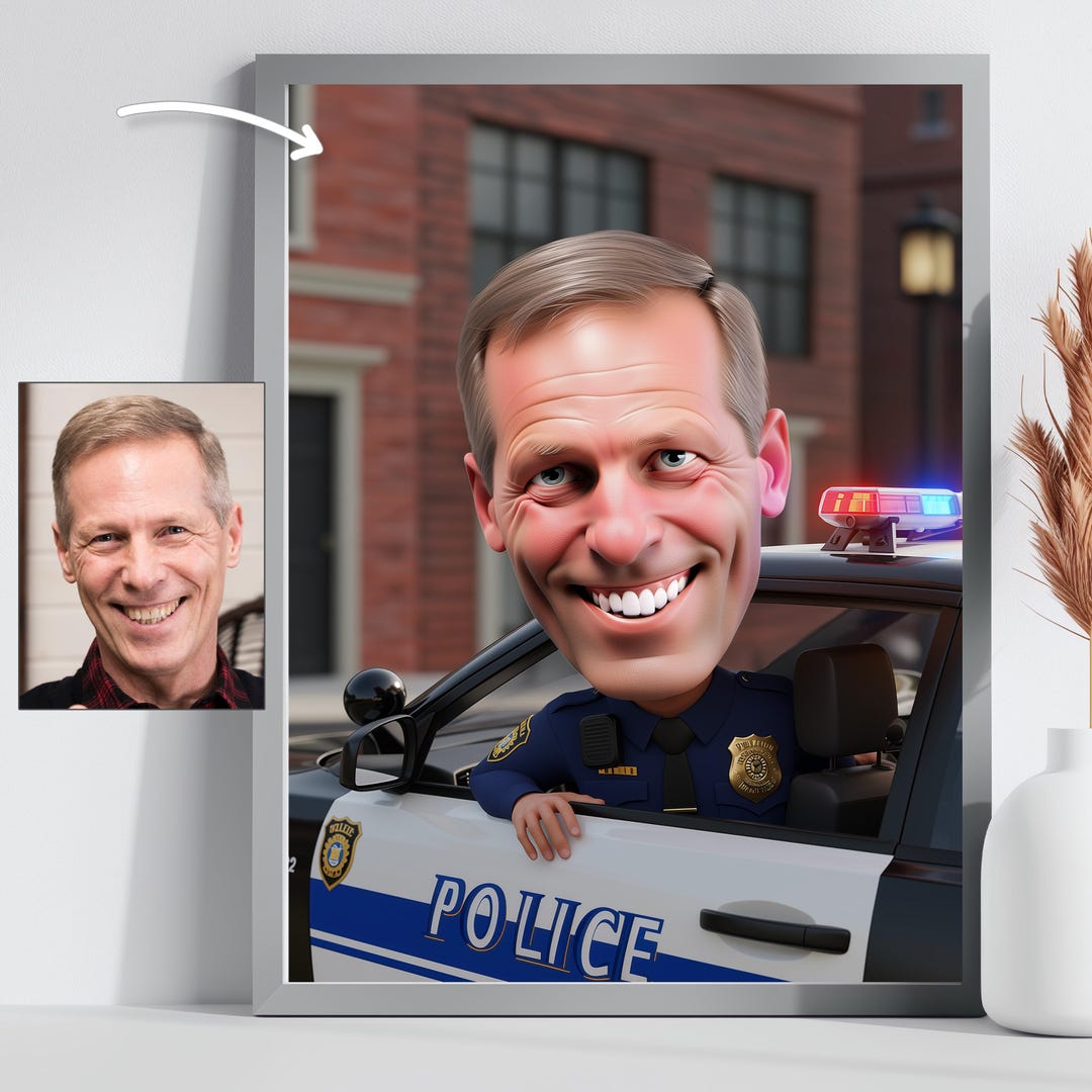 Custom Police Caricature - Personalized Cartoon Policeman Art - Funny ...