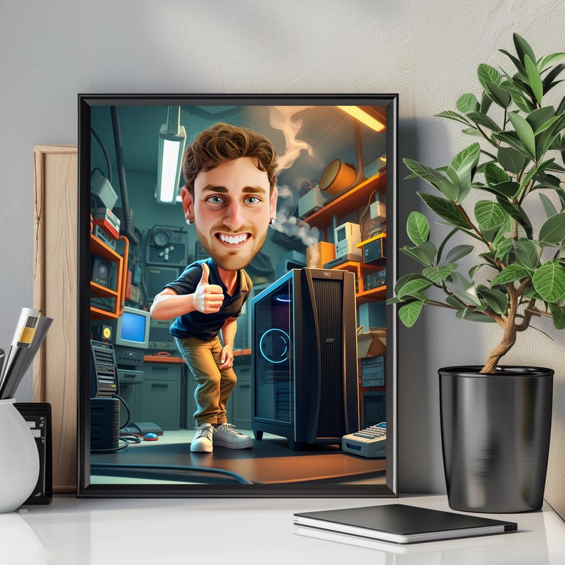 Custom IT Technician Caricature - Funny Computer Repair Cartoon ...