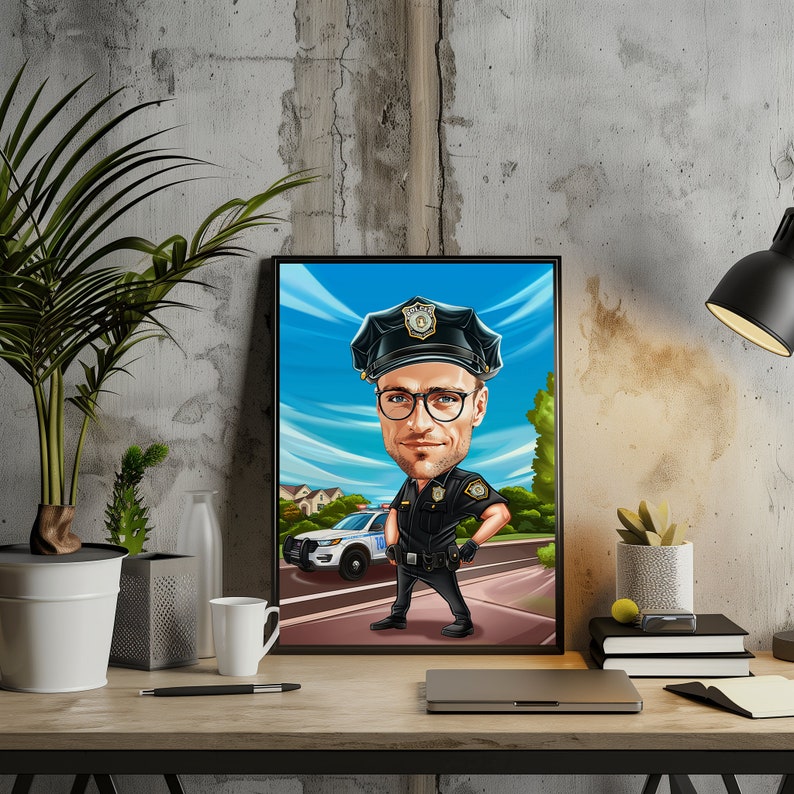 Custom Police Officer Cartoon Portrait - Personalized Gift for Law ...