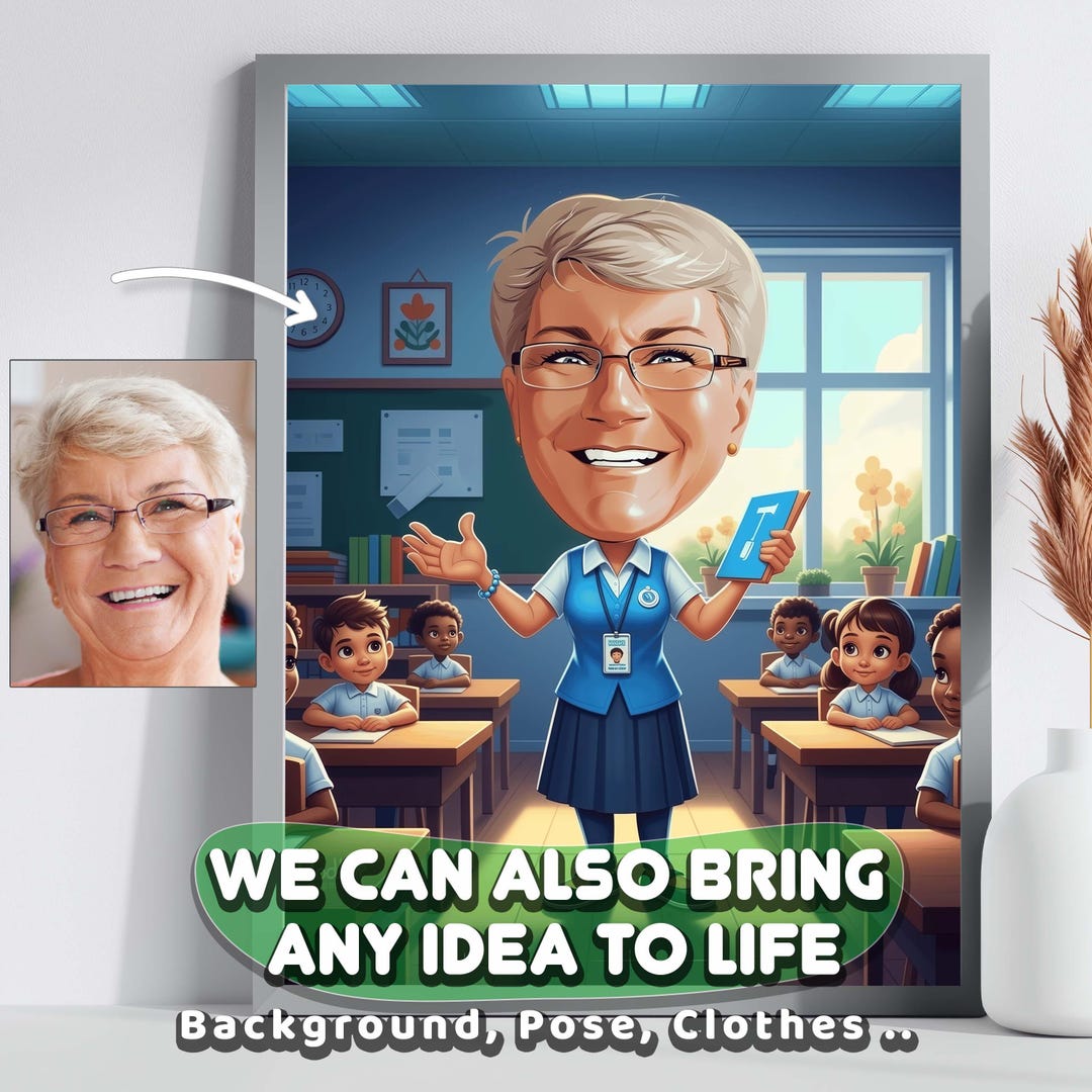 Teacher Cartoon Custom Caricature, a Unique Teacher Gift Idea for ...