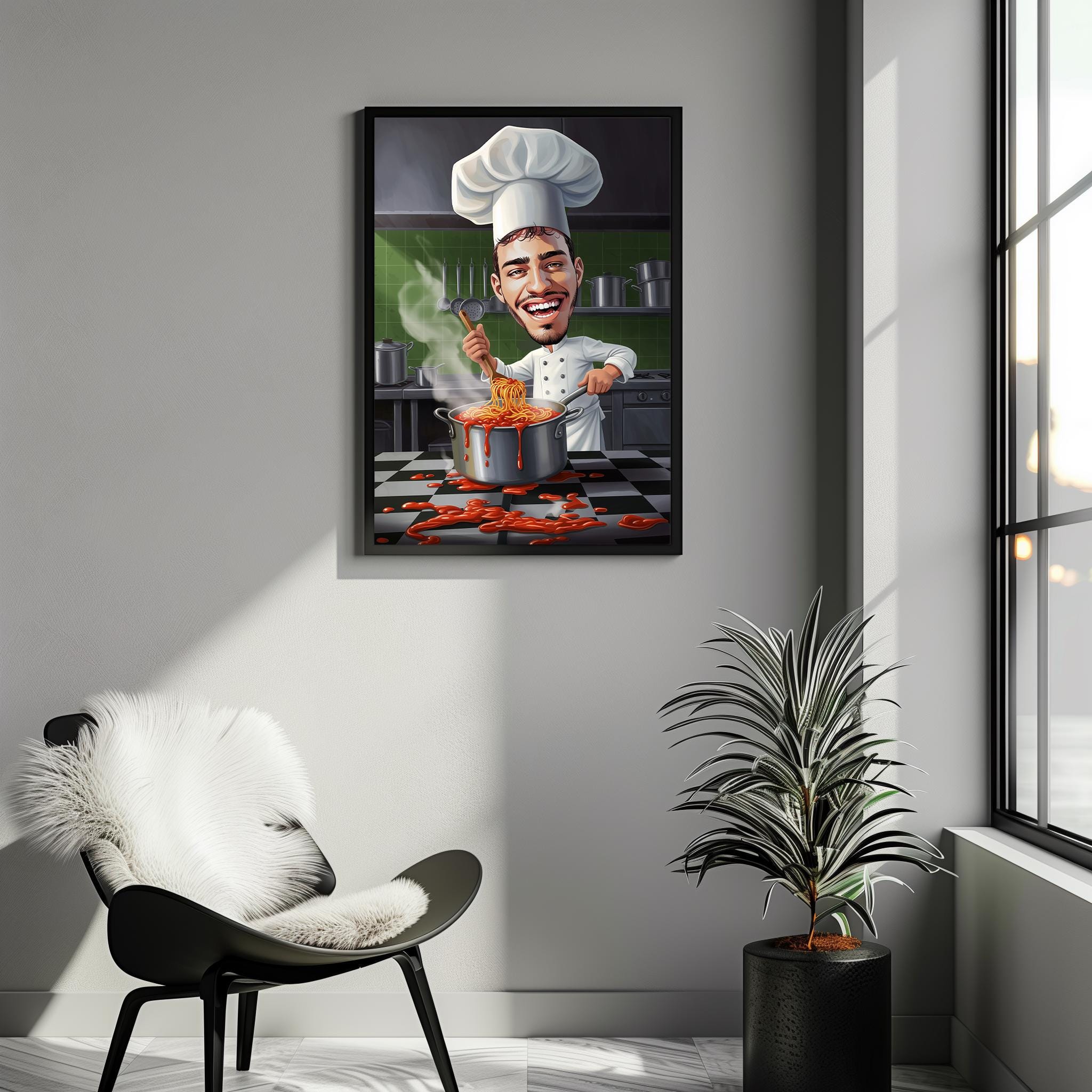 Custom Chef Portrait, Personalized Kitchen Caricature From Photo ...