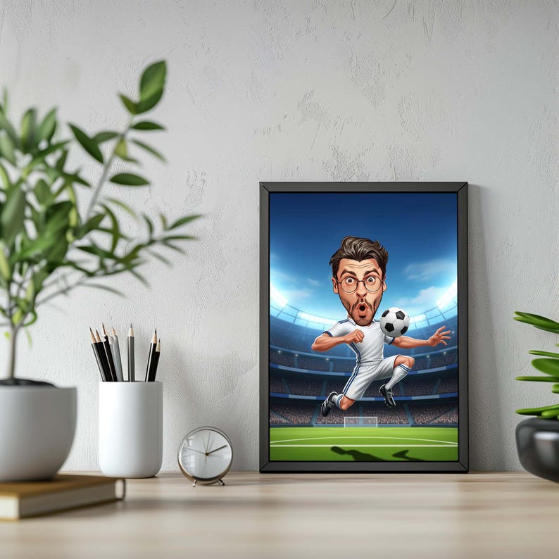 Soccer Caricature Custom Cartoon Portrait | Personalized Gift for ...