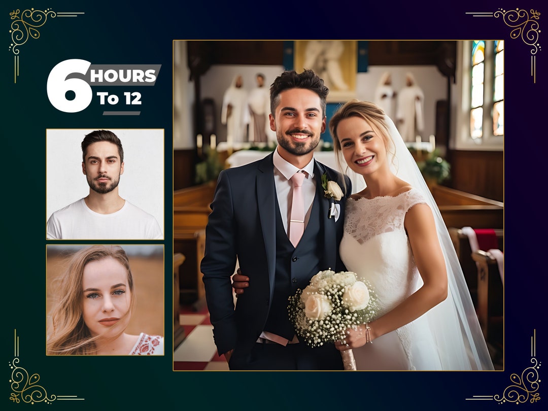 Custom Wedding Portrait From Your Photo - Modern Bridal Style, Digital ...