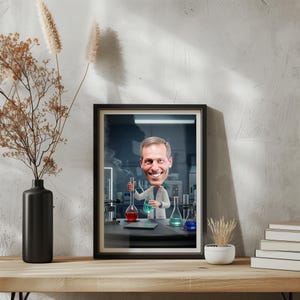 Custom Scientist Caricature - Personalized Science Cartoon Portrait ...