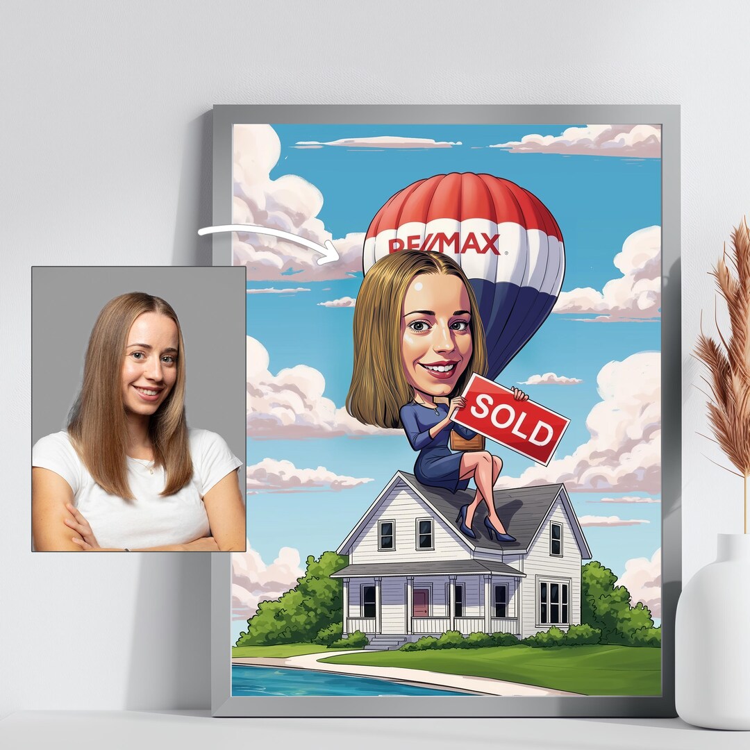 Custom Real Estate Agent Cartoon Caricature - Personalized Realtor Gift ...