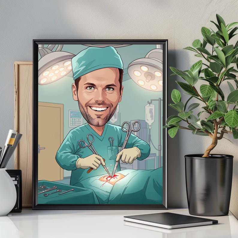 Custom Surgeon Caricature | Funny Operating Room Cartoon | Doctor ...