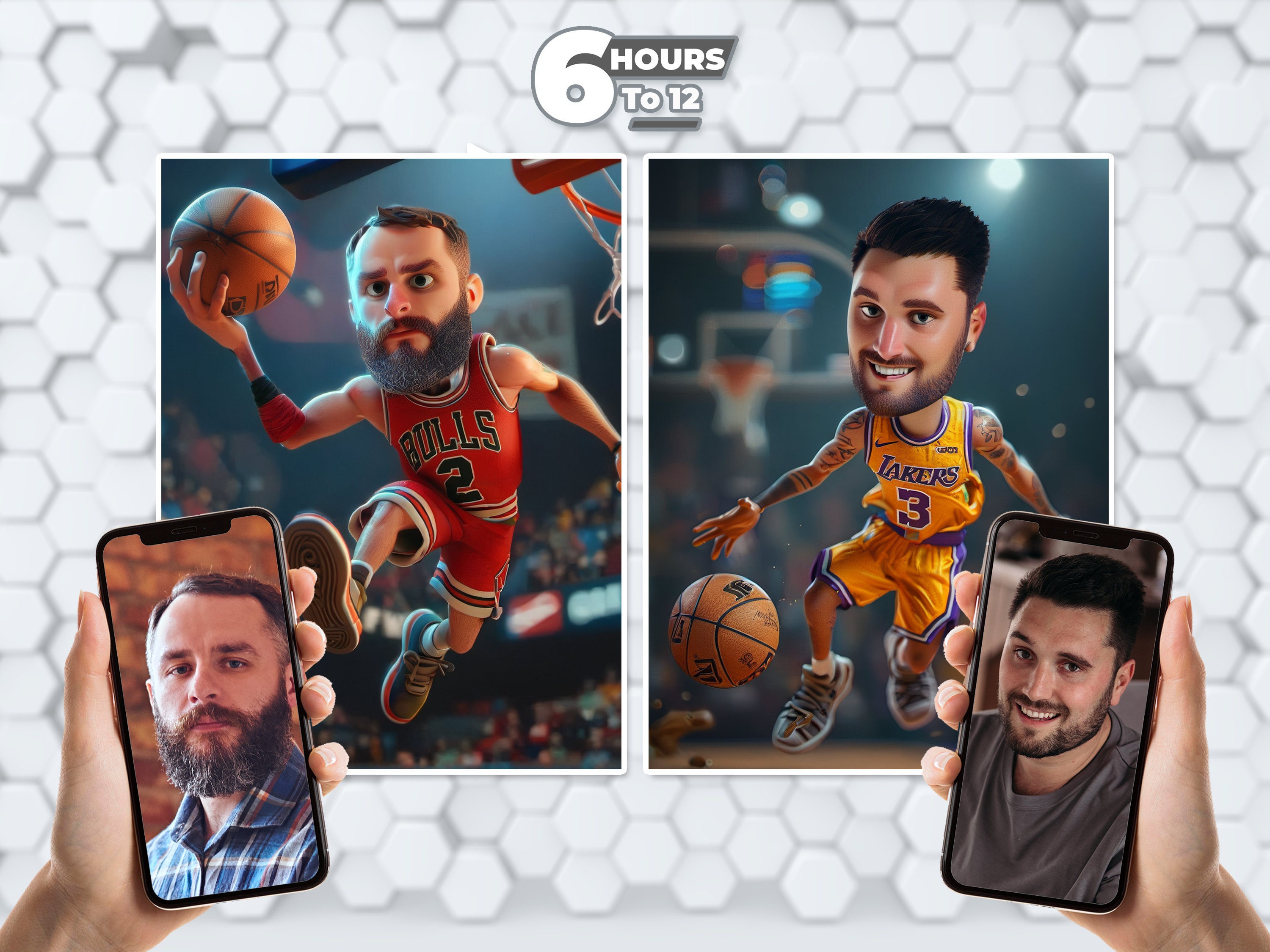 Custom Cartoon Portrait of Basketball From Your Photo, Unique and ...