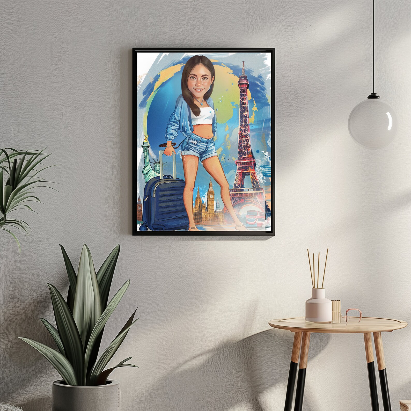 Custom Traveler Caricature Portrait - From Your Photo, Cartoon Style ...