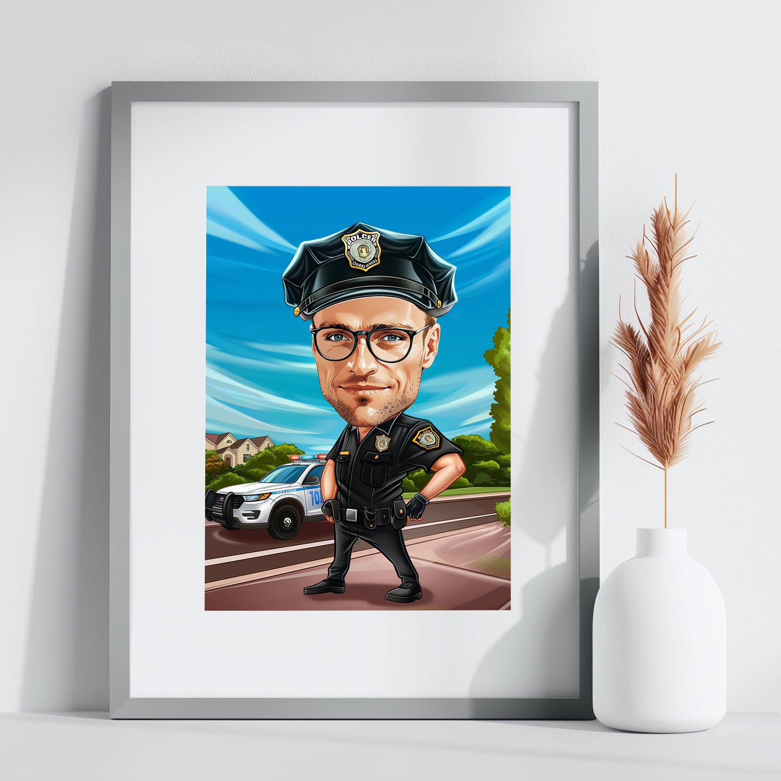 Custom Police Officer Cartoon Portrait - Personalized Gift for Law ...