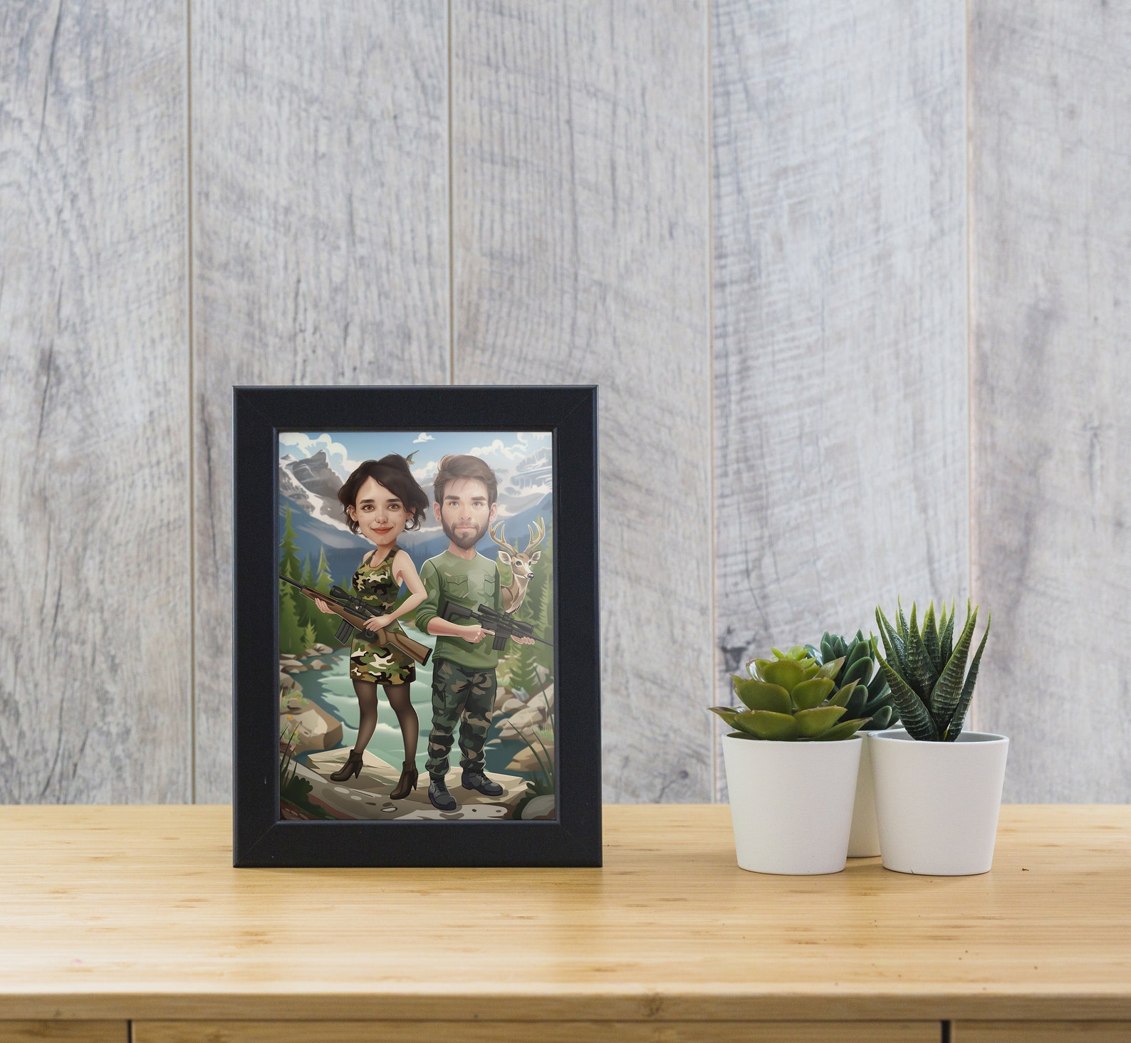 Custom Hunter Cartoon Portrait - From Your Photo, Hunting Portrait ...
