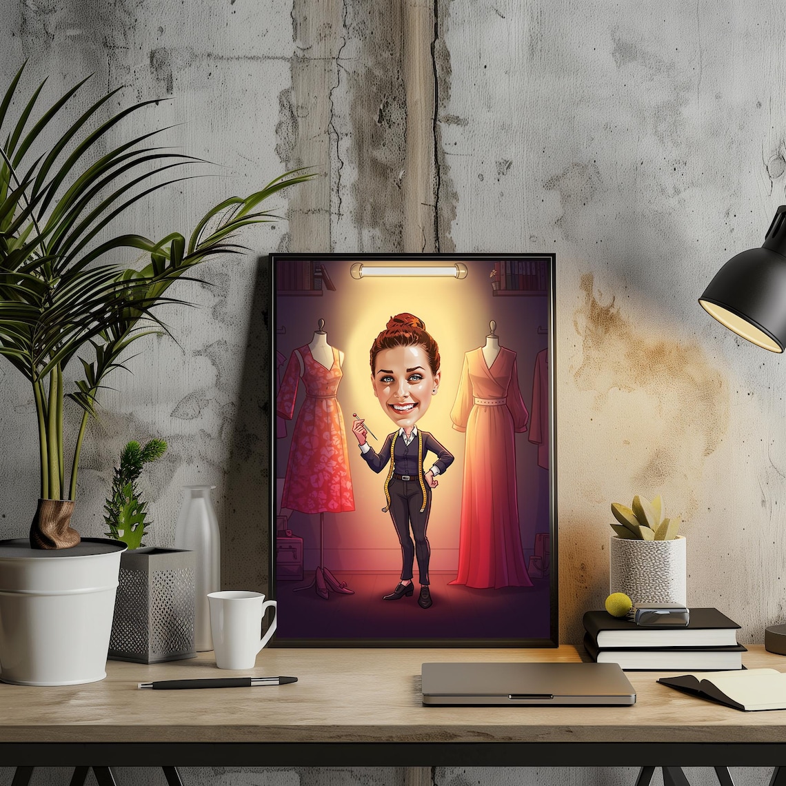 Custom Fashion Designer Caricature Portrait, Seamstress Digital Art ...