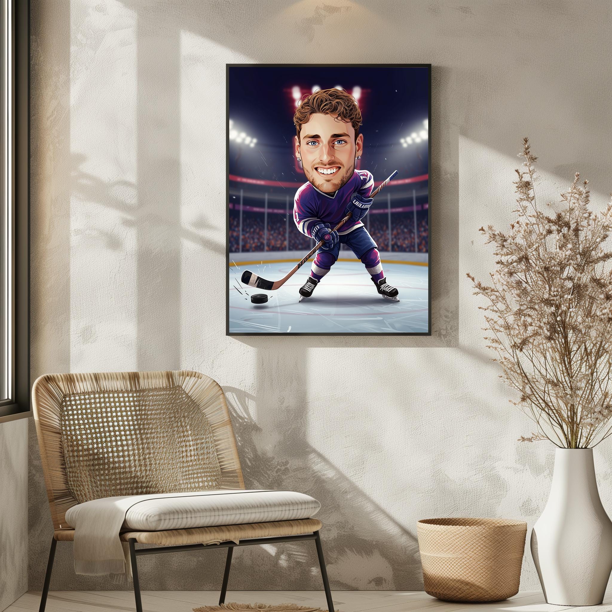 Custom Hockey Caricature | Personalized Ice Player Portrait | Funny ...