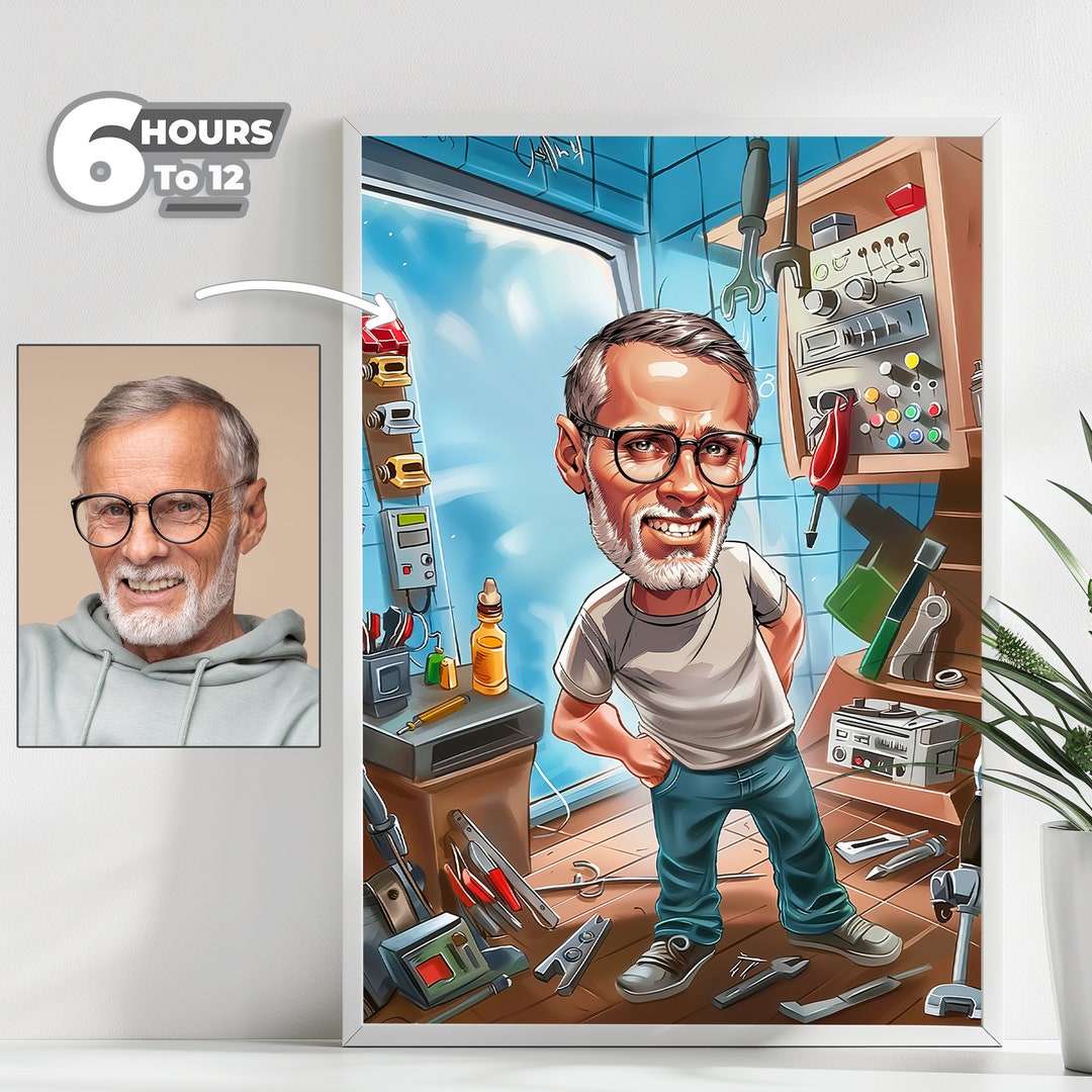Custom Plumber Caricature Portrait - From Your Photos, a Unique Gift ...