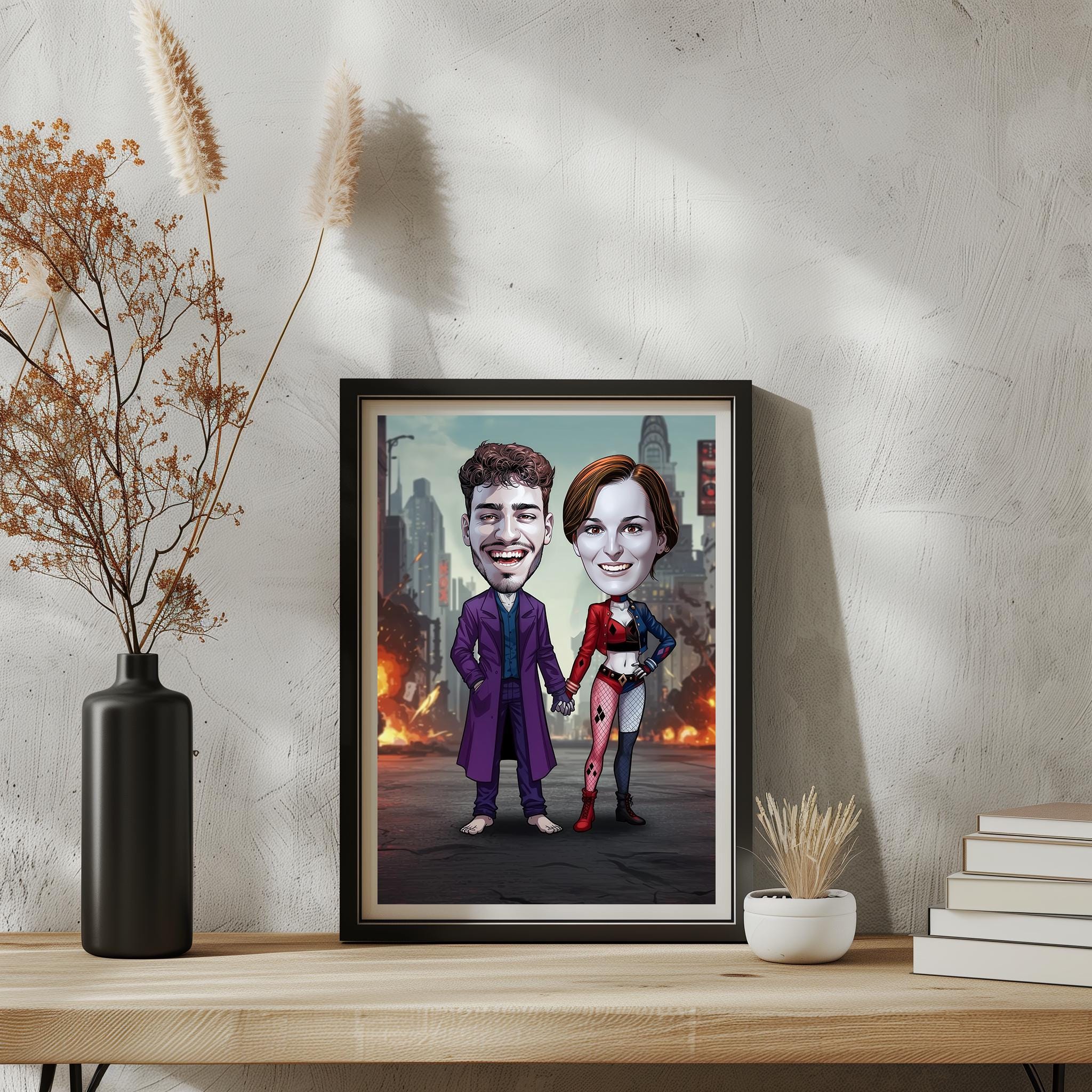 Custom Villain Couple Cartoon Portrait, Personalized Comic Style ...