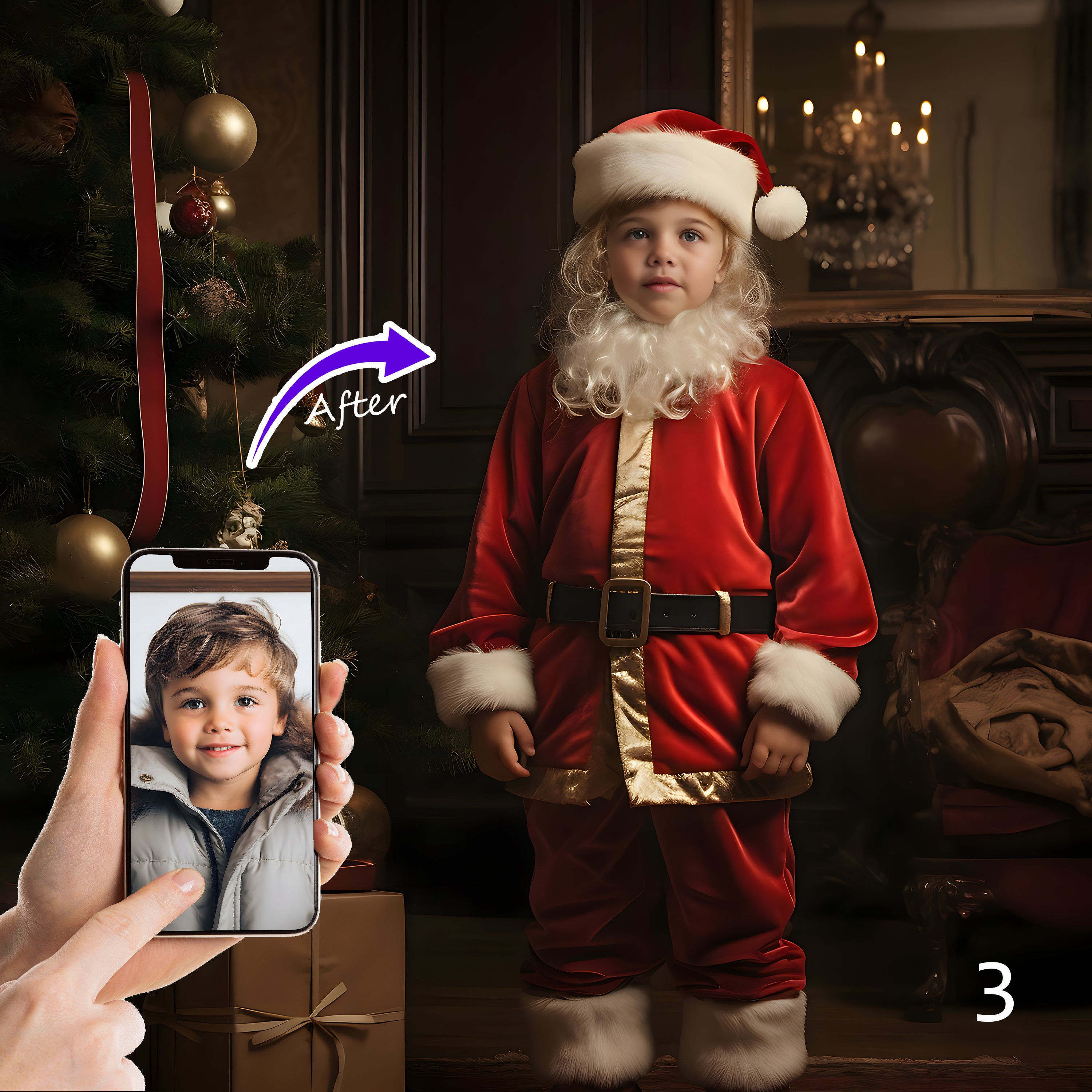 Custom Christmas Portrait for Kids, Santa Claus Custom Portrait From ...