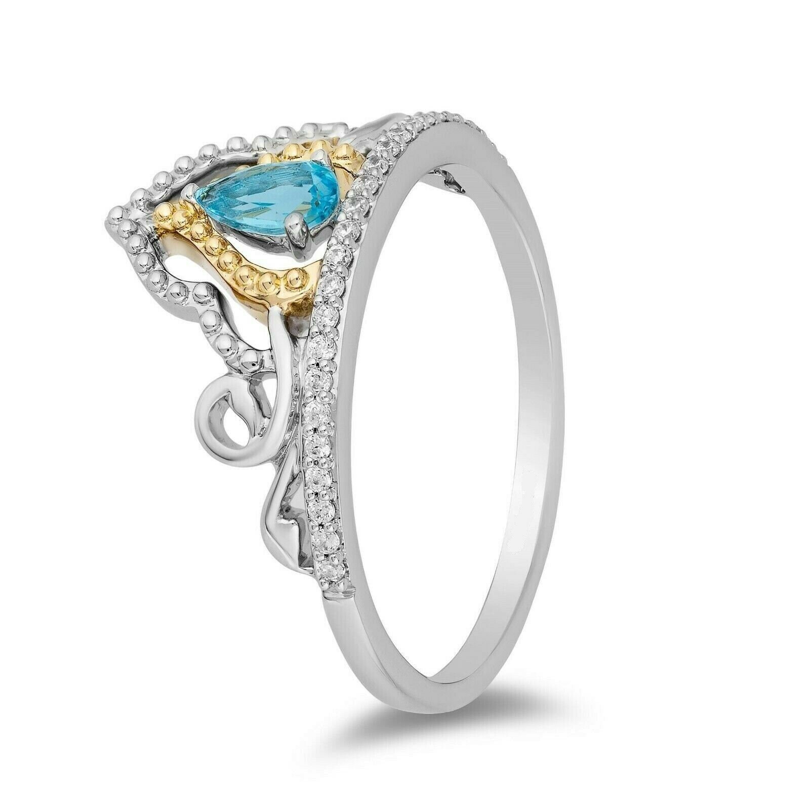 Enchanted Disney Treasure Alice Pear Cut Diamond & Blue Topaz Fine ...