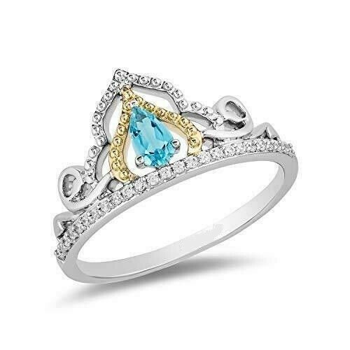 Enchanted Disney Treasure Alice Pear Cut Diamond & Blue Topaz Fine ...