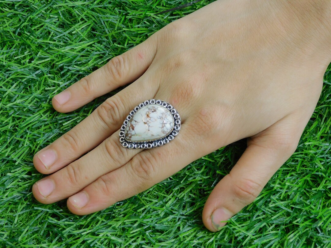 Native American Sterling Silver and Wild Horse Magnesite Ring, Handmade ...