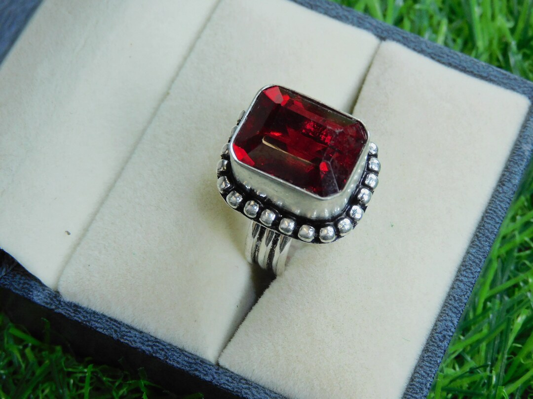 Beautiful Red Quartz Gemstone Ring Adjustable Ring for Women and Girls ...
