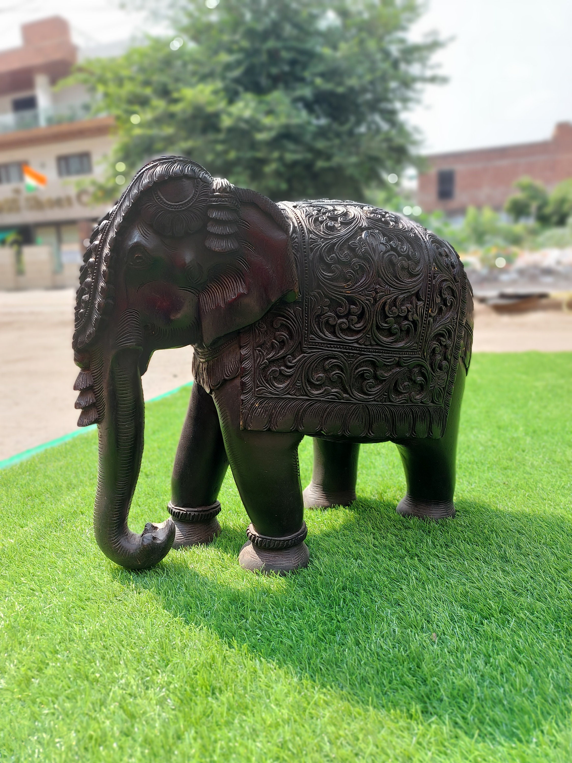 Elephant Statue Big Wooden Indian Temple Elephant Sculpture Etsy Uk