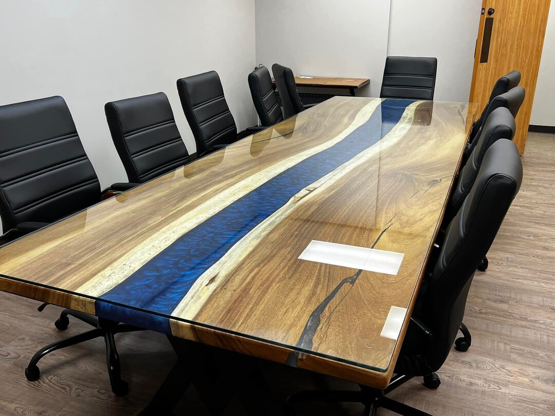 River Table Blue Resin Epoxy Resin River Table Coffee Blue River Dining ...