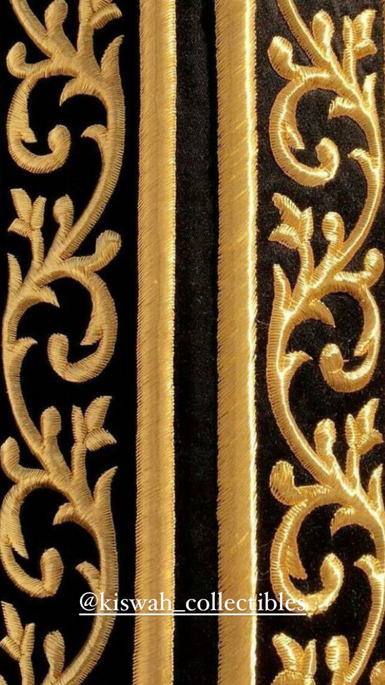 Black Kaaba Cloth With Beautiful Kiswa Kaaba Corner Design Hajj Islam ...