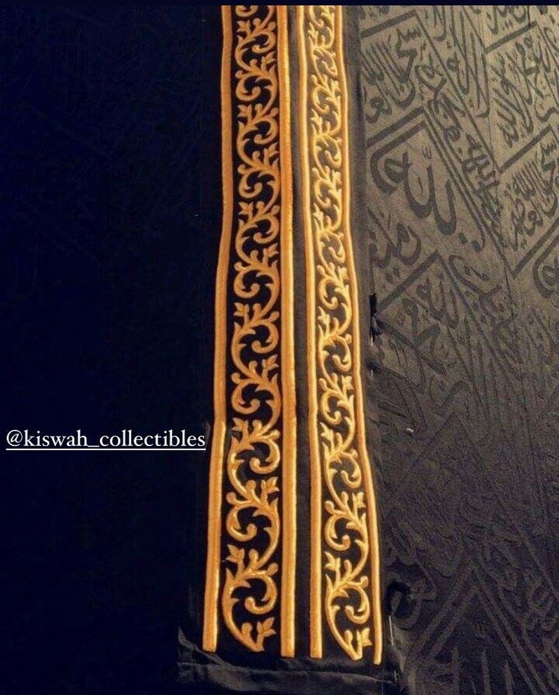 Black Kaaba Cloth With Beautiful Kiswa Kaaba Corner Design Hajj Islam ...
