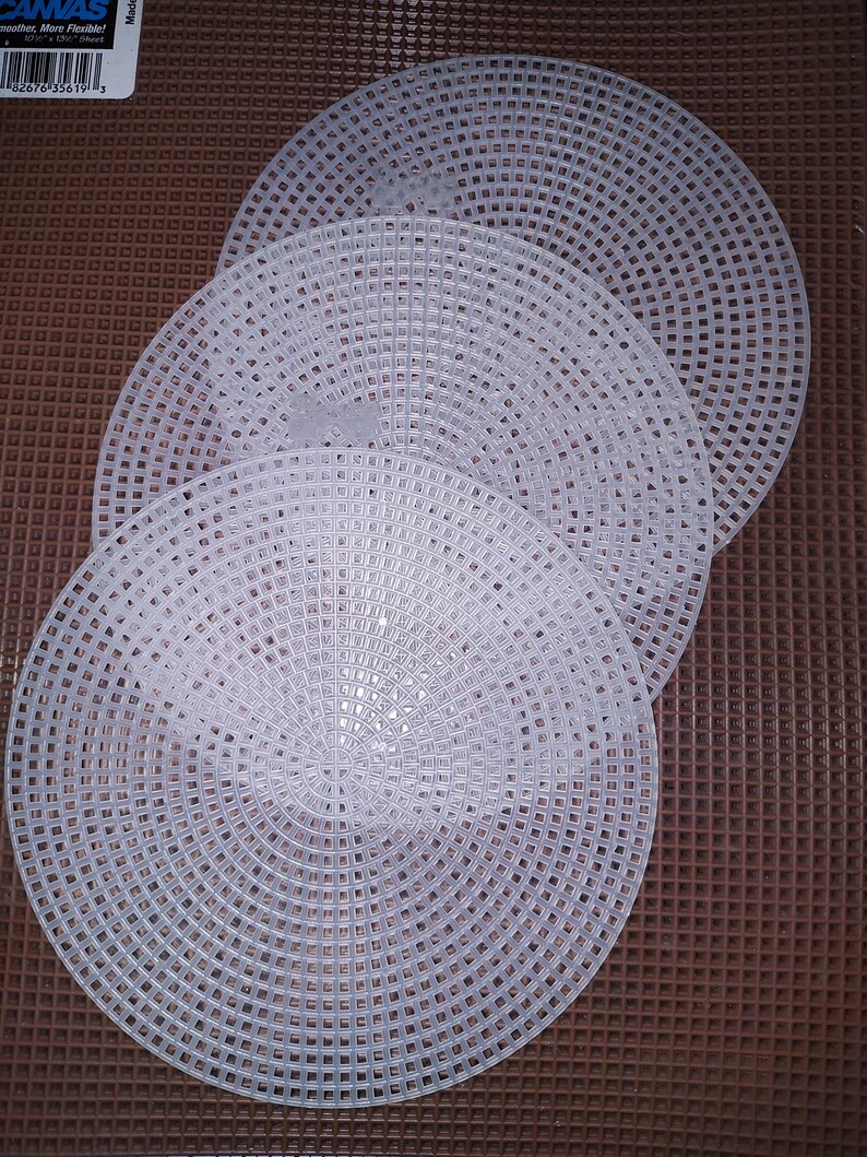 Set of 3 Clear Circle Plastic Canvas* 5.75" Diameter * Pre Cut Round ...