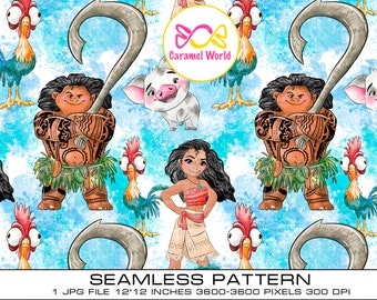 Moana Seamless Pattern - Etsy