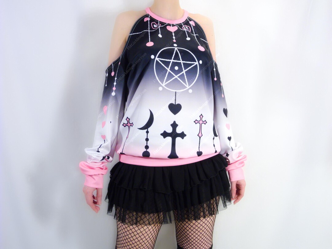 Pastel Goth Cold Shoulder Sweater, Alternative Sweatshirt - Etsy