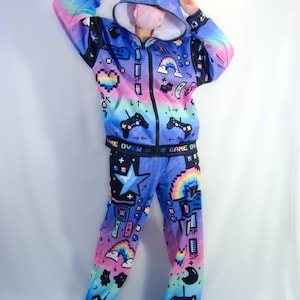 Pixel Art Pants, Retro Arcade Gamer Baggy Trousers - Etsy