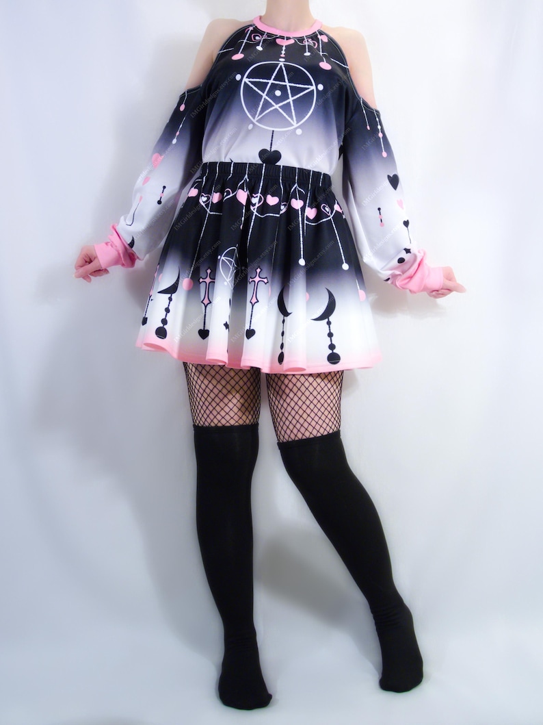 Pastel Goth Skater Skirt, Alternative Gothic Print - Etsy