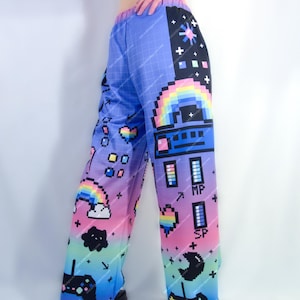 Pixel Art Pants, Retro Arcade Gamer Baggy Trousers - Etsy