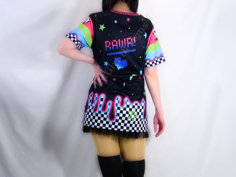 Scene Kid Drip T-shirt: Pixel Y2K Check Harajuku Streetwear - Etsy UK