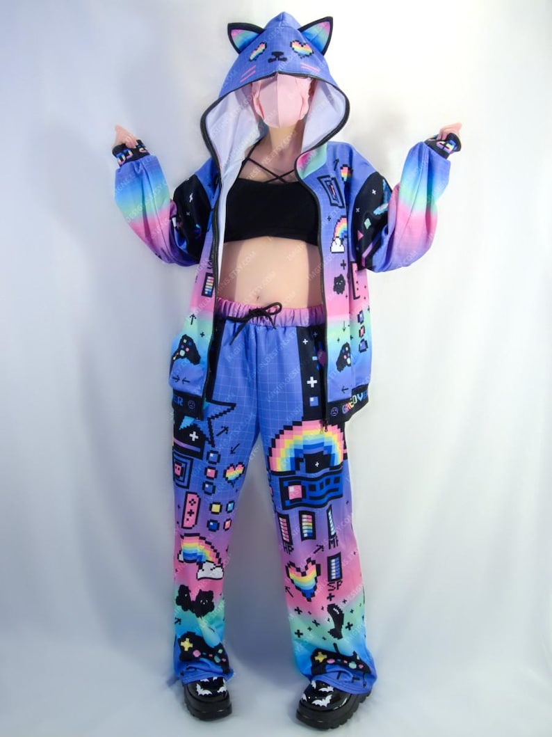 Pixel Art Pants, Retro Arcade Gamer Baggy Trousers - Etsy