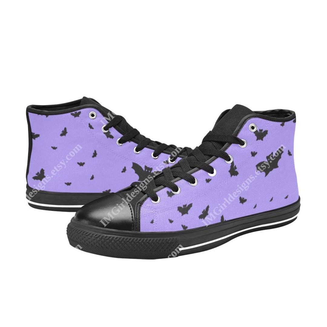 Bat Print High Top Canvas Shoes: Pastel Goth Sneakers - Etsy